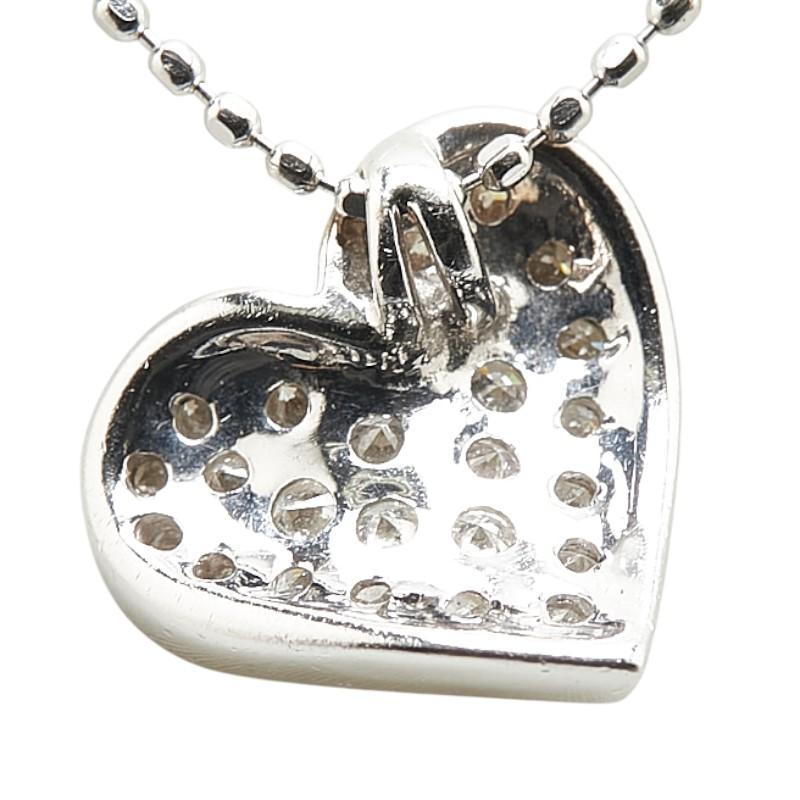 VENDOME ヴァンドーム K18WG ホワイトゴールド ダイヤ0.22ct ハート モチーフ ネックレス レディース VANDOME 中古 ...