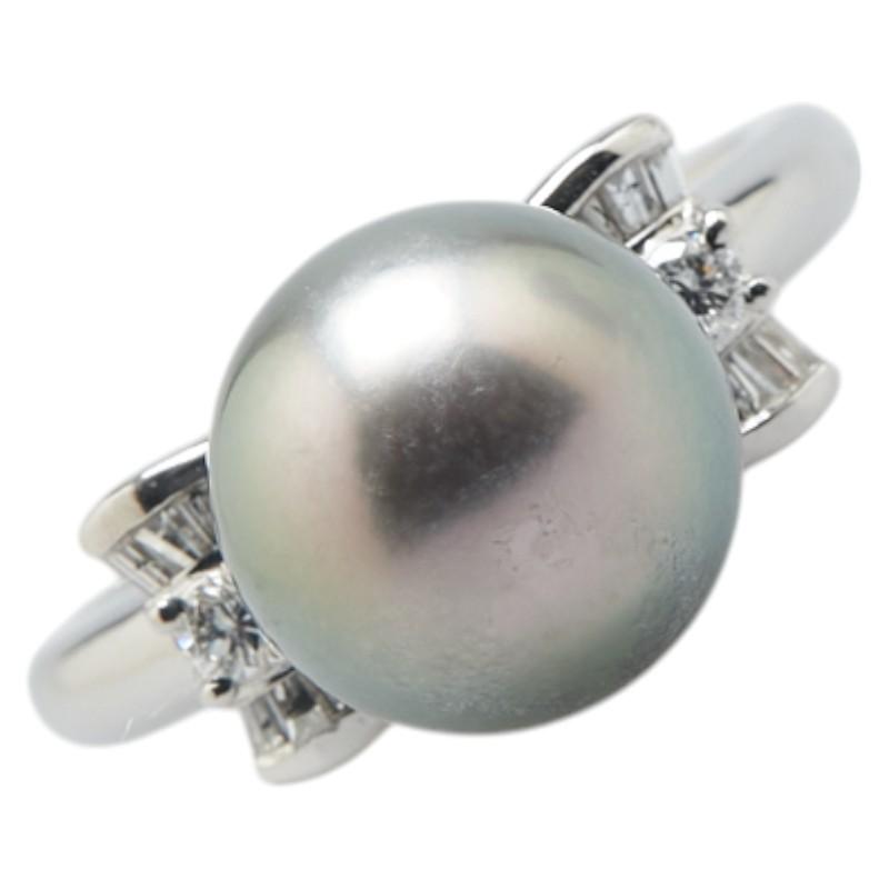 Pt900 プラチナ 黒蝶真珠10.4mm ダイヤ0.22ct リボン モチーフ リング 指輪 レディース 11.5号 中古 : 銀座パリス Yahoo!ショッピング店 - 通販 ...