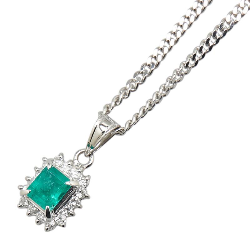 Pt850 プラチナ エメラルド0.43ct ダイヤ0.18ct ペンダントネックレス レディース 中古 : 銀座パリス Yahoo!ショッピング店 - 通販 - Yahoo!ショッピング