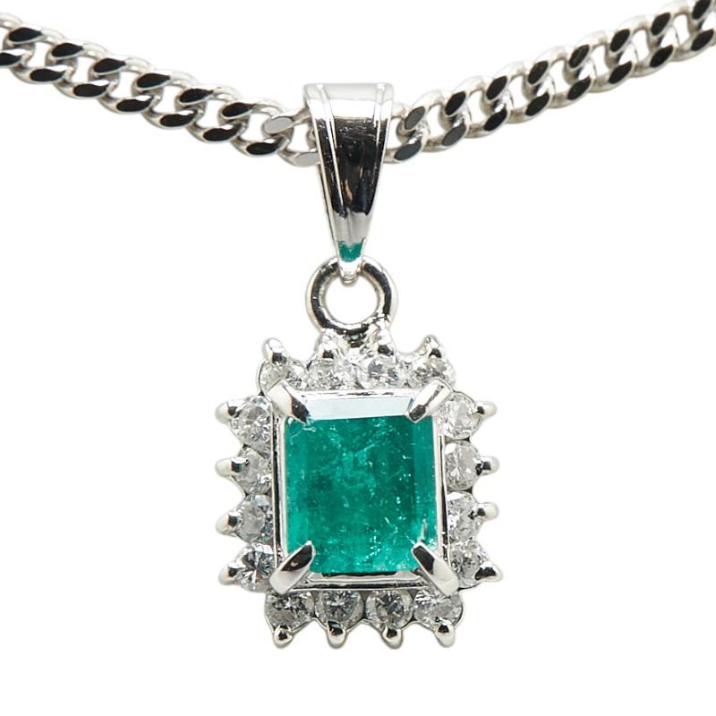 Pt850 プラチナ エメラルド0.43ct ダイヤ0.18ct ペンダントネックレス レディース 中古 : 銀座パリス Yahoo!ショッピング店 - 通販 - Yahoo!ショッピング