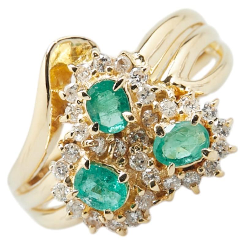 K18YG イエローゴールド エメラルド ダイヤ0.30ct リング 指輪 レディース 10号 中古 : 銀座パリス Yahoo!ショッピング店 - 通販 - Yahoo!ショッピング