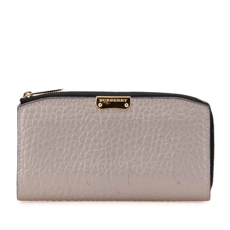 BURBERRY（バーバリー） 長財布 グレー レザー レディース 【中古
