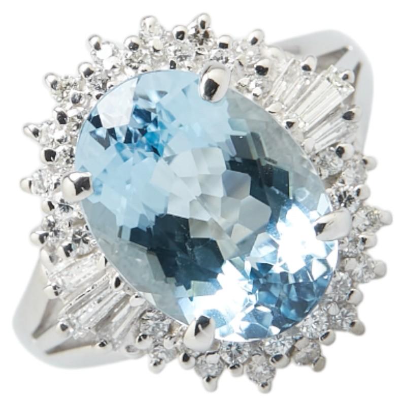 Pt900 プラチナ アクアマリン4.23ct ダイヤ0.41ct リング 指輪 レディース 13.5号 中古 : 銀座パリス Yahoo!ショッピング店 - 通販 - Yahoo!ショッピング