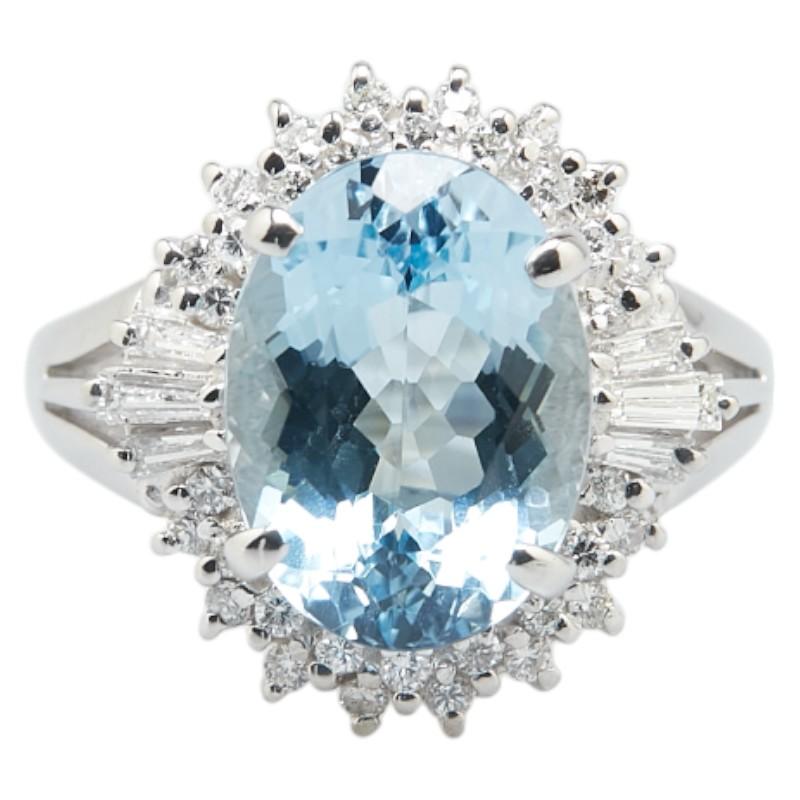 Pt900 プラチナ アクアマリン4.23ct ダイヤ0.41ct リング 指輪 レディース 13.5号 中古 : 銀座パリス Yahoo!ショッピング店 - 通販 - Yahoo!ショッピング