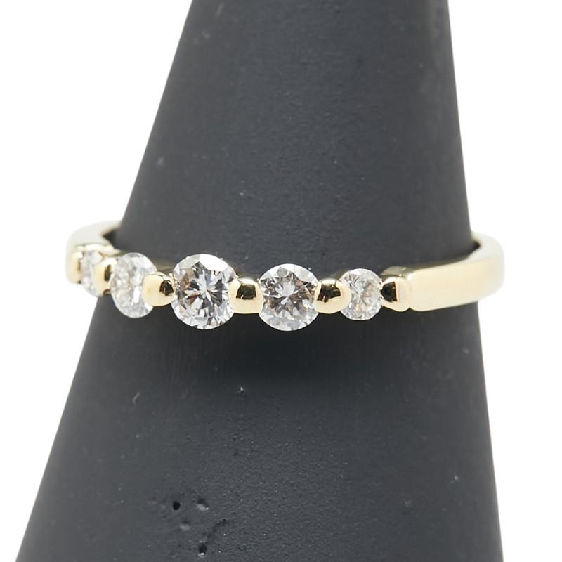 K18YG イエローゴールド ダイヤ0.30ct 一文字 リング 指輪 レディース 8号 中古 : 銀座パリス Yahoo!ショッピング店 - 通販 - Yahoo!ショッピング