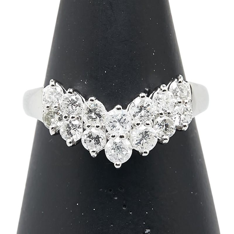 Pt900 プラチナ ダイヤ1.00ct V字 リング 指輪 レディース 13号 中古 : 銀座パリス Yahoo!ショッピング店 - 通販 - Yahoo!ショッピング