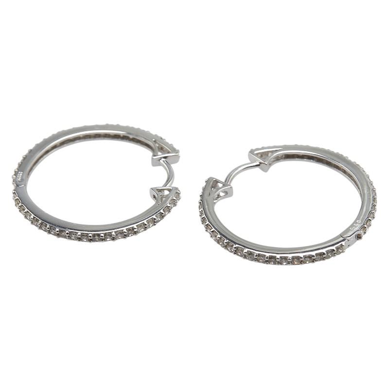 K18WG ホワイトゴールド ダイヤ1.00ct フープピアス レディース 中古 : 銀座パリス Yahoo!ショッピング店 - 通販 - Yahoo!ショッピング