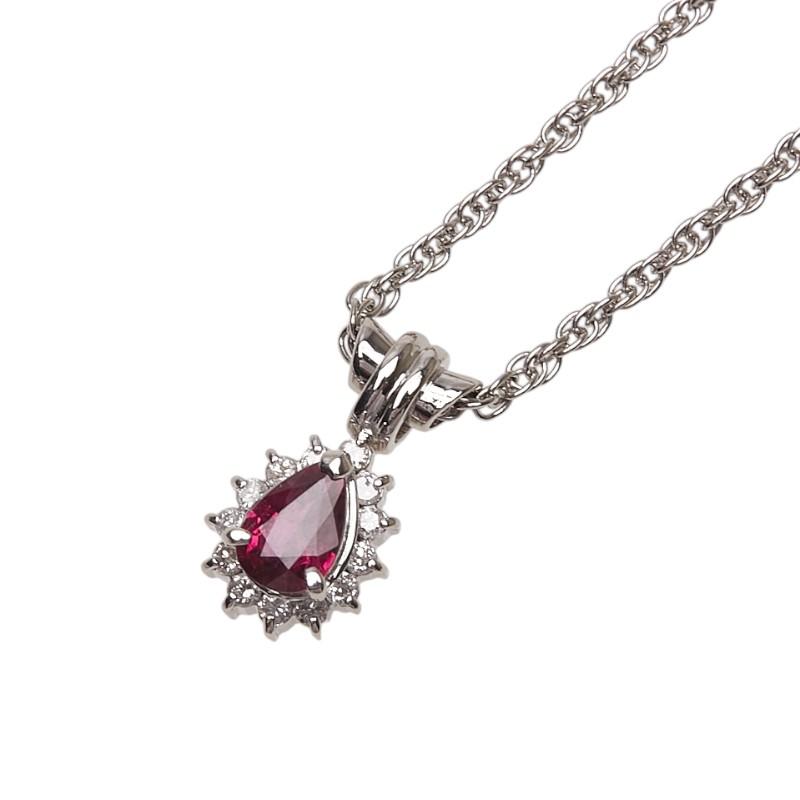 Pt900 プラチナ Pt850 ルビー0.44ct ダイヤ0.14ct ペンダントネックレス レディース 中古 : 銀座パリス Yahoo!ショッピング店 - 通販 - Yahoo!ショッピング