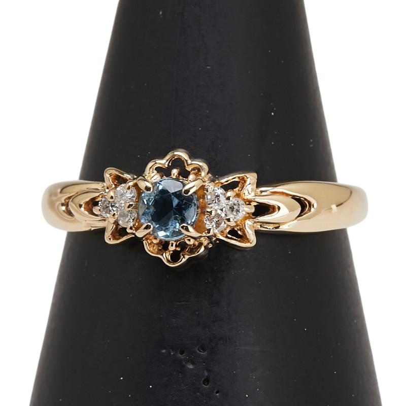 K18YG イエローゴールド アクアマリン ダイヤ0.05ct リング 指輪 レディース 11.5号 中古 : 銀座パリス Yahoo!ショッピング店 - 通販 - Yahoo!ショッピング