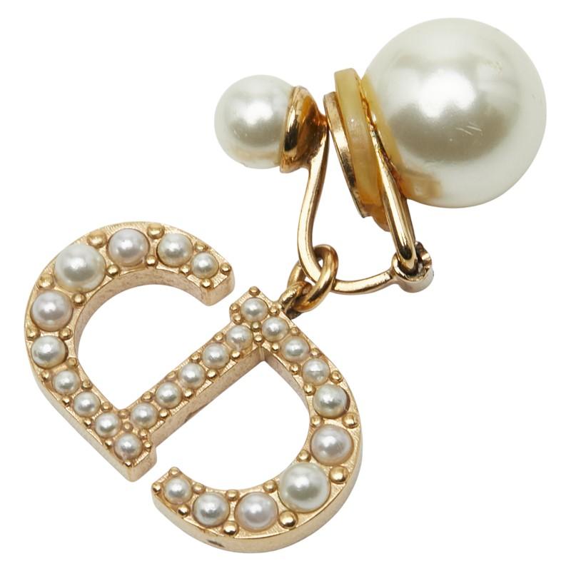 ディオール CDロゴ パール イヤリング ゴールド メッキ レディース