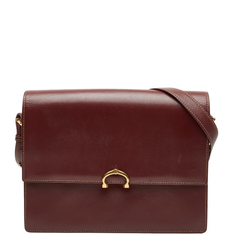 カルティエ 斜め掛け ショルダーバッグ ワインレッド ボルドー レザー レディース CARTIER 【中古】 Cartier（カルティエ） 斜め掛け ショルダーバッグ ワインレッド