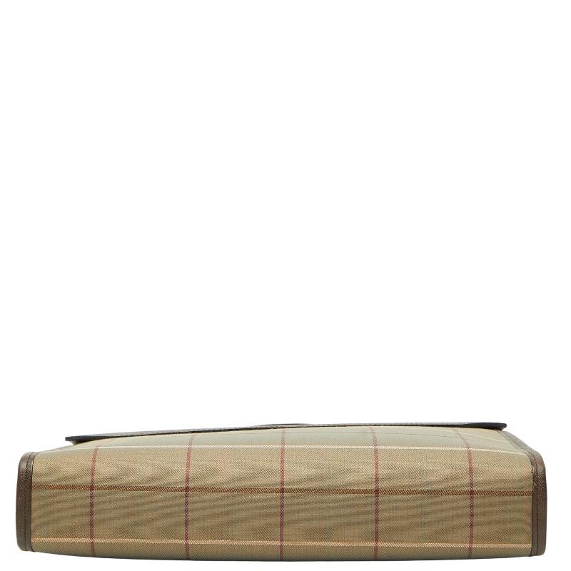 バーバリー チェック クラッチバッグ カーキグリーン ブラウン キャンバス レザー レディース BURBERRY 【中古】 BURBERRY（バーバリー） チェック クラッチバッグ セカンドバッグ