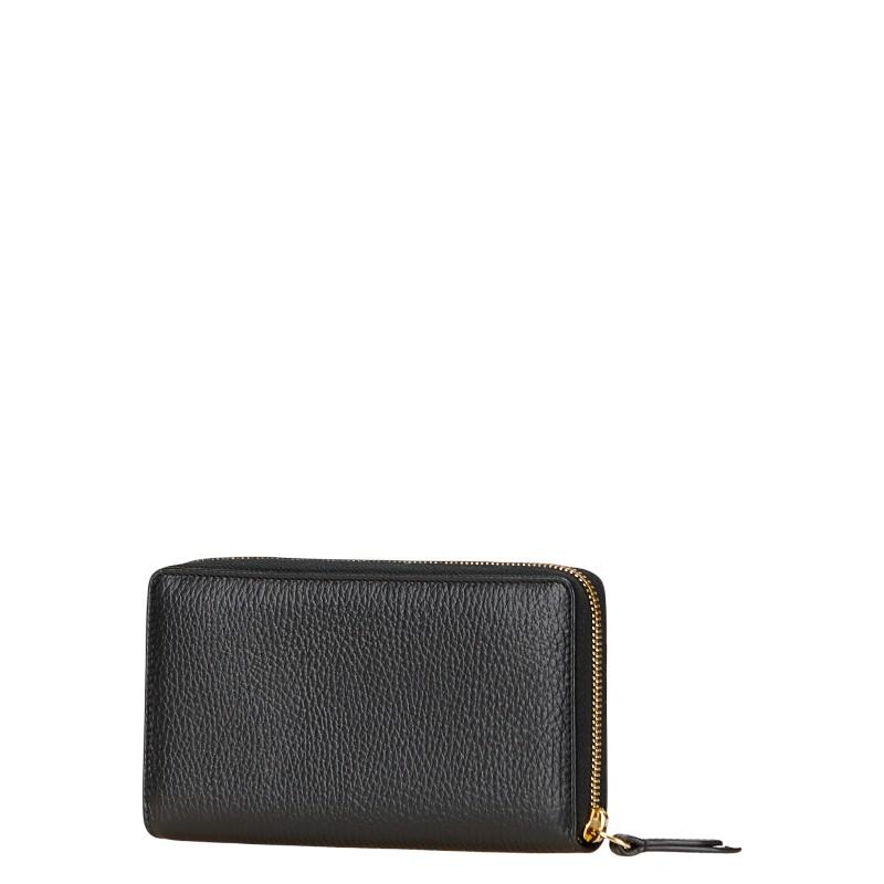 グッチ GGマーモント ラウンドファスナー 長財布 456117 ブラック レザー レディース GUCCI 【中古】 GUCCI（グッチ） GGマーモント ラウンドファスナー 長財布 456117
