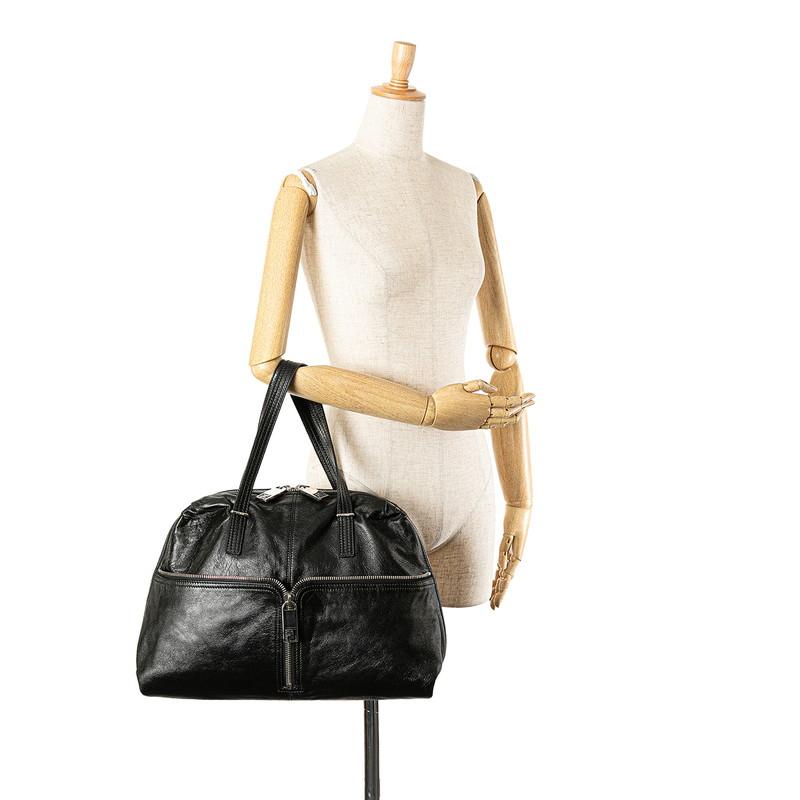 フェンディ ズッカ アンジップド ハンドバッグ トートバッグ 8BR623 ブラック レザー レディース FENDI 【中古】 フェンディ ズッカ アンジップド ハンドバッグ トートバッグ 8BR623