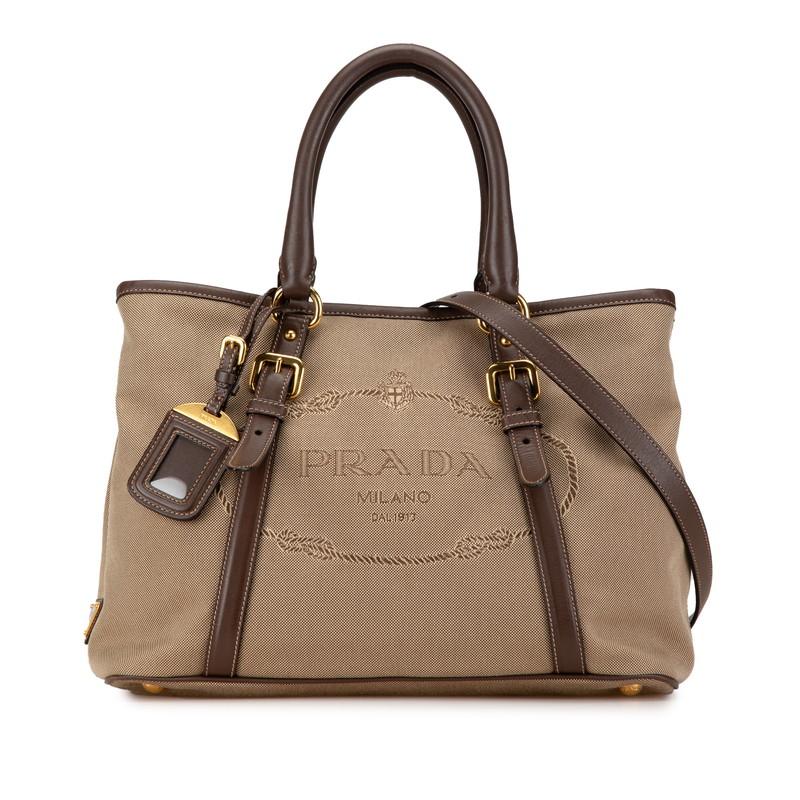 PRADA（プラダ） 三角ロゴプレート ハンドバッグ ショルダーバッグ 2WAY BN2832 ブラウン キャンバス レザー レディース 【中古】 : 銀座パリス Yahoo!ショッピング店 ...