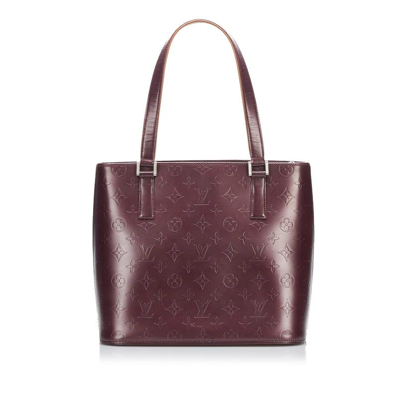 LOUIS VUITTON ルイ ヴィトン モノグラム マット ストックトン ハンドバッグ M55116 ヴィオレ パープル レザー ...