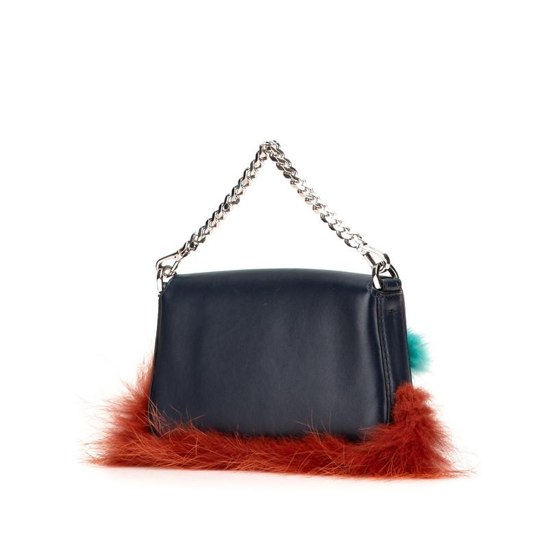 フェンディ バッグバグズ モンスター マイクロバケット ハンドバッグ ショルダーバッグ 2WAY 8M0354 ブラック ブルー FENDI 【中古】 FENDI（フェンディ） バッグバグズ モンスター マイクロバケット