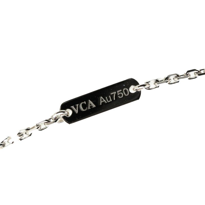ヴァンクリーフ＆アーペル ヴィンテージアルハンブラ 1Pダイヤ ネックレス VCARP9RU00 シルバー K18WG Van Cleef ...