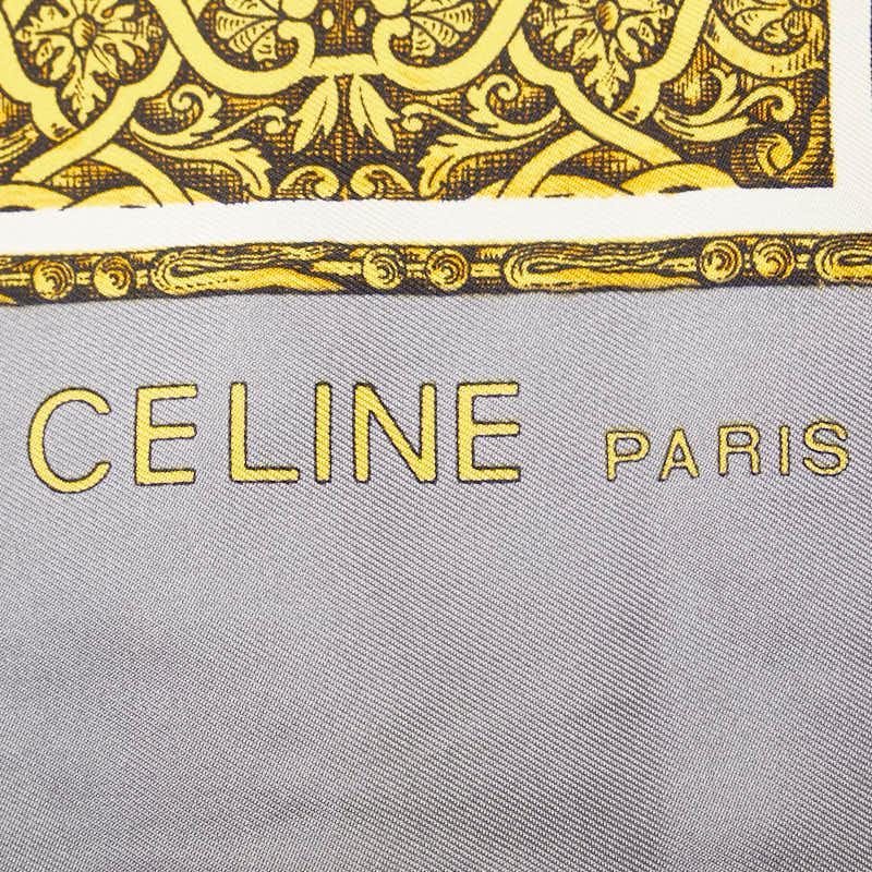 CELINE セリーヌ スカーフ グレー ピンク マルチカラー シルク CELINE セリーヌ スカーフ グレー ピンク マルチカラー シルク