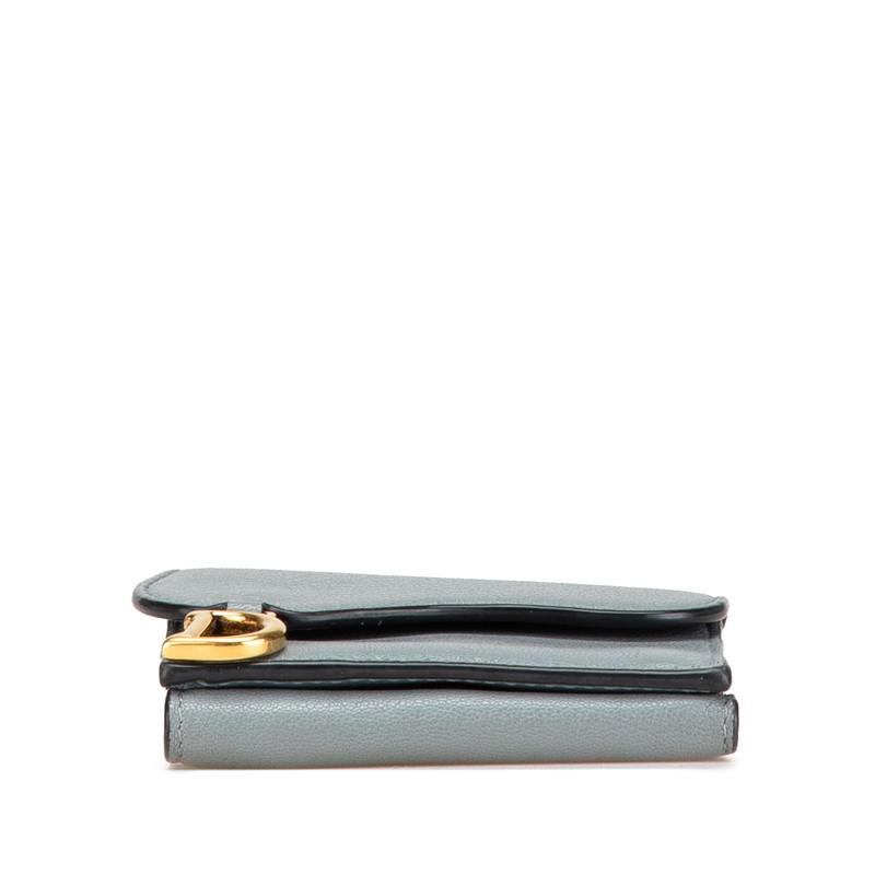 ディオール サドル ロータス コンパクトウォレット 三つ折り財布 S5653CBAA グレー レザー レディース Dior 【中古】 ディオール サドル ロータス コンパクトウォレット 三つ折り財布