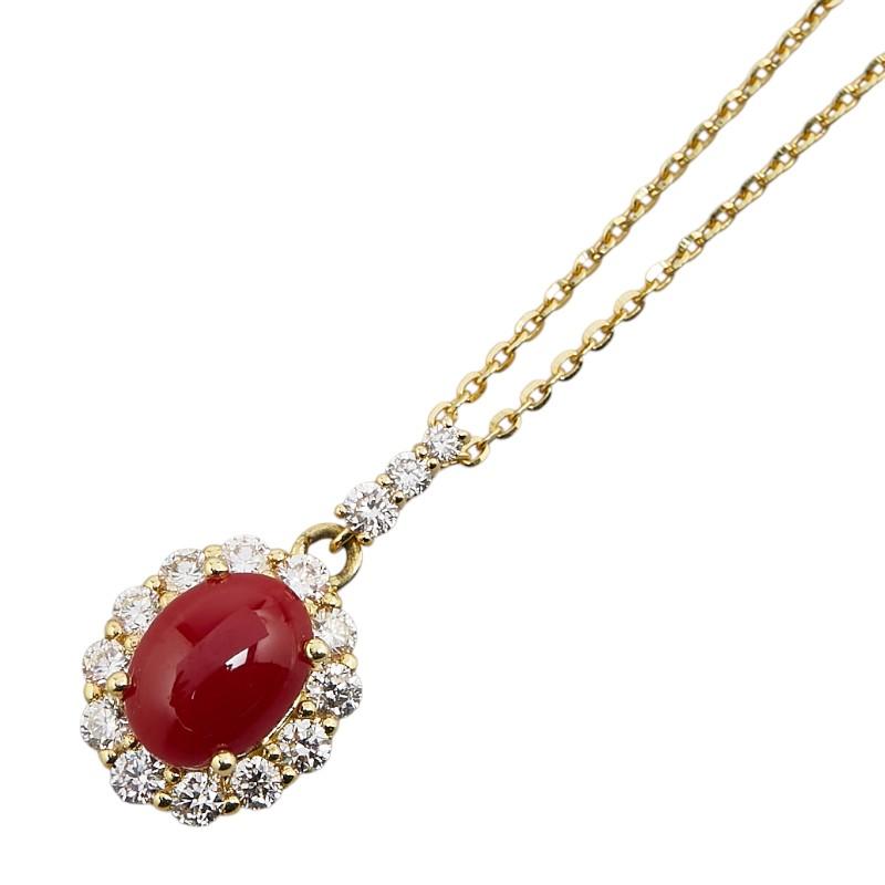 ノーブランド K18YG イエローゴールド 珊瑚 ダイヤモンド0.48ct ペンダントネックレス レディース no brand 中古 : 銀座パリス Yahoo!ショッピング店 - 通販 ...