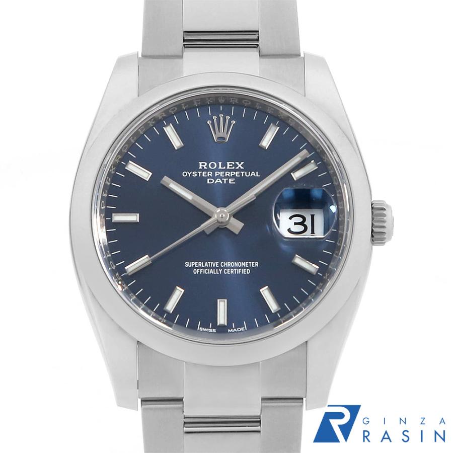 ROLEX ロレックス オイスターパーペチュアル デイト 115200 ブルー バー ランダム番 中古 メンズ 腕時計 : GINZA ...