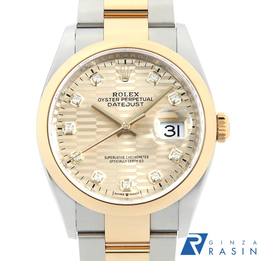 ROLEX（ロレックス） デイトジャスト 36 126203G シャンパン フルーテッド 3列 オイスターブレス ランダム番 中古 メンズ 腕 ...