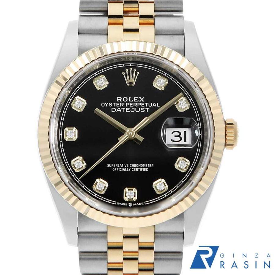 ロレックス デイトジャスト36 10Pダイヤ 126233G ブラック 5列 ジュビリーブレス ランダム番 中古 メンズ 腕時計 : u ...