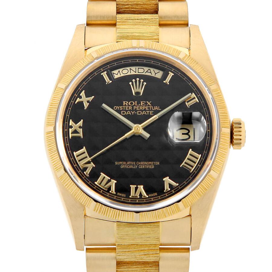 ROLEX ロレックス デイデイト バーク 18078 ブラック ピラミッド ローマ 95番 中古 メンズ 腕時計 : GINZA RASIN ...
