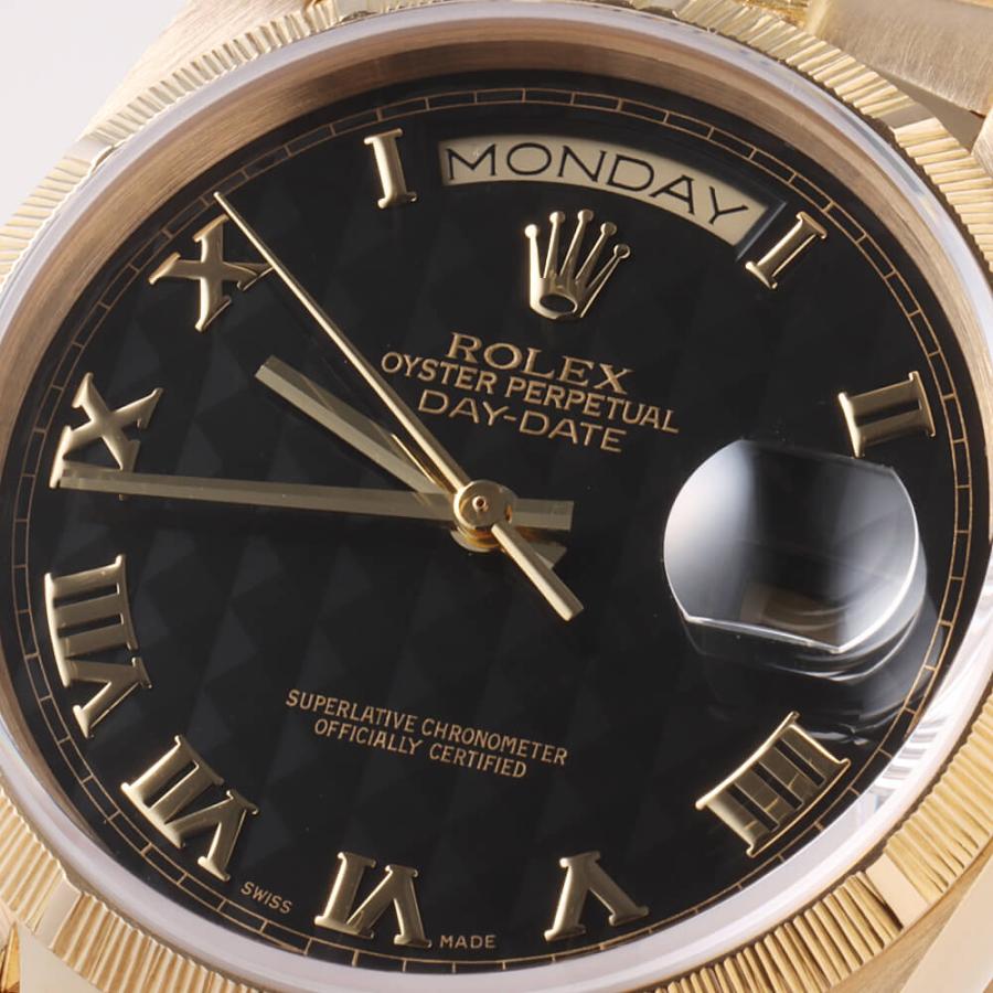 ROLEX ロレックス デイデイト バーク 18078 ブラック ピラミッド ローマ 95番 中古 メンズ 腕時計 : GINZA RASIN ...