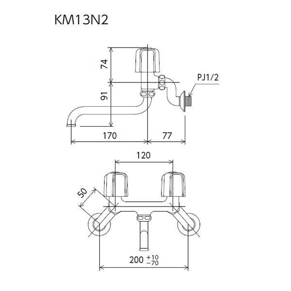 KVK 【直送】 流し台用 2ハンドル混合栓 KM13N2 : ぎおん - 通販 - Yahoo!ショッピング