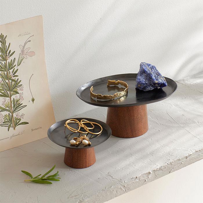 コンポート トレー トレイ 飾り台 おしゃれ shesay シセイ 木とアイアンでつくったコンポート ラウンド : uminecco(ウミネッコ) - 通販 - Yahoo!ショッピング