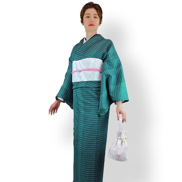 単品】着物 洗える着物 夏着物 単衣 ひとえ ポリエステル製 緑色 単品】着物 洗える着物 夏着物 単衣 ひとえ ポリエステル製 緑色