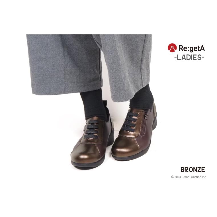 Re:getA（リゲッタ） ファスナー付き スニーカー レディース 紐なし 40