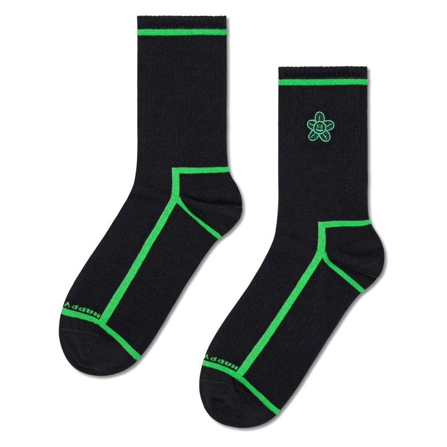 Happy Socks ハッピーソックス Squiggly Flower スクイグリー フラワー ハーフクルー丈 ソックス 靴下 ユニセックス ...