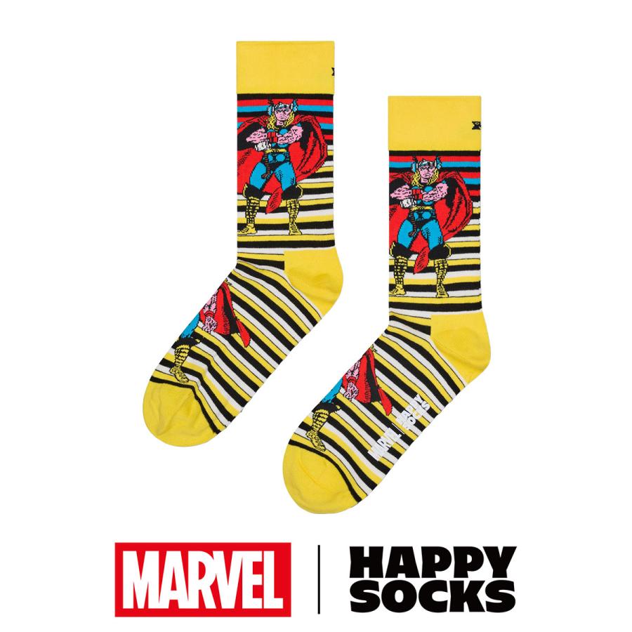 Happy Socks ハッピーソックス コラボ マーベル アベンジャーズ Thor ソー クルー丈 ソックス メンズ レディース ...