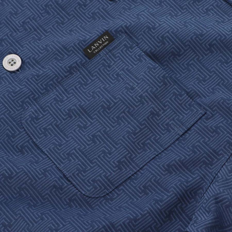 LANVIN 50%OFF ランバン コレクション パジャマ メンズ 上下セット M・Lサイズ モノグラムジャガード 綿100％ 長袖 前ボタン 前開き COLLECTION 54440001 ...