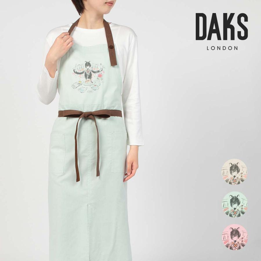 DAKS ダックス DAKS × YOCO NAGAMIYA COLLABORATION ダックス Full Breakfast柄 綿100％ 首掛け 前結び ロング エプロン レディース ...