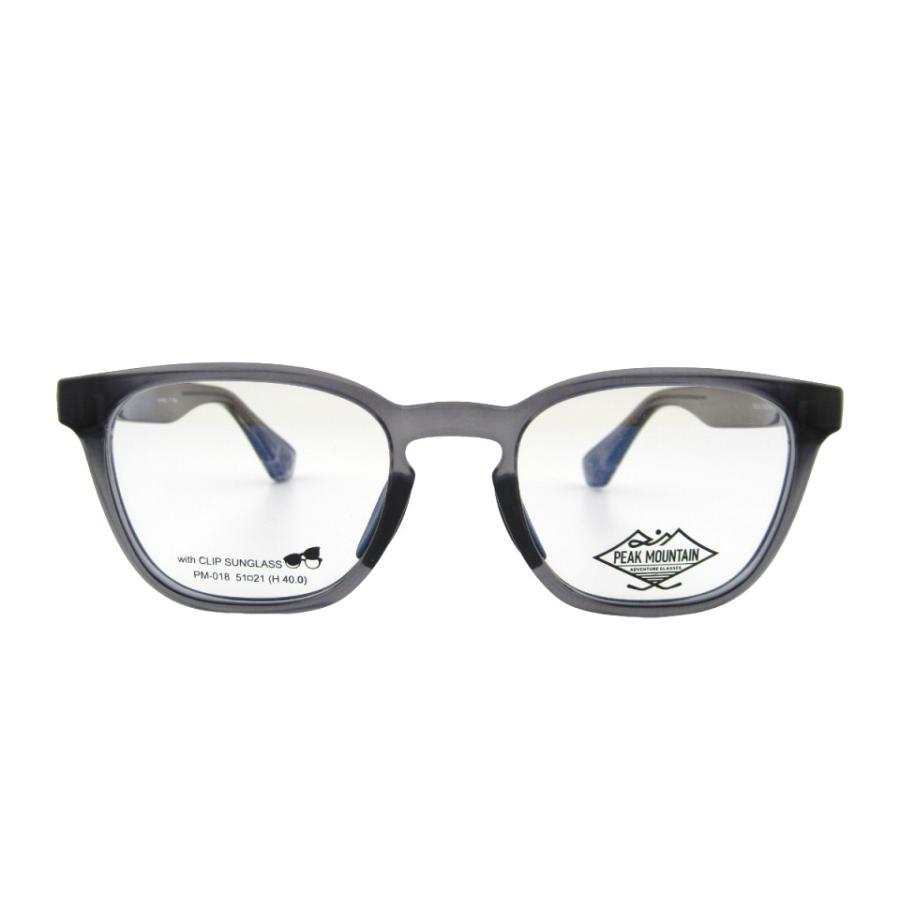 PEAK MOUNTAIN ピークマウンテン 偏光サングラス 眼鏡 メガネ フレーム PM018-2-51 度付可 クリアグレー リビジョン製レンズでお好きなサングラス作成可能 クリップオンサングラス マグネット 偏光 ピークマウンテン PM-018