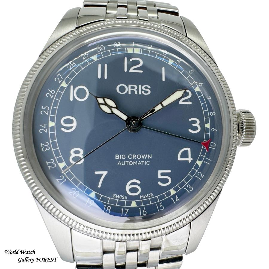 ORIS オリス ビッグクラウン ポインターデイト 01 754 7741 4065 中古 メンズ腕時計 自動巻き ブルー文字盤 : 時計専門 ...