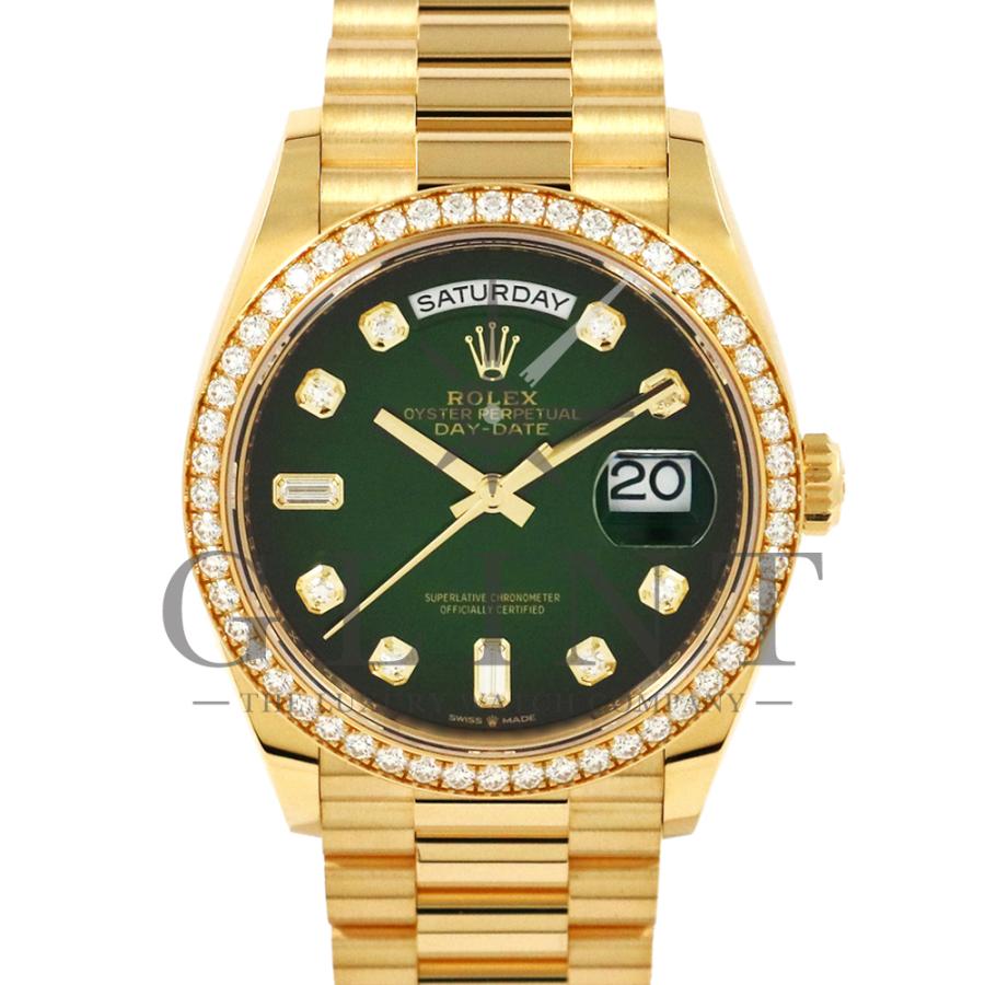 デイデイト ロレックス（ROLEX）デイデイト36 128348RBR グリーンオンブレ 純正ダイヤモンド 18Kイエローゴールド 2024年 ...