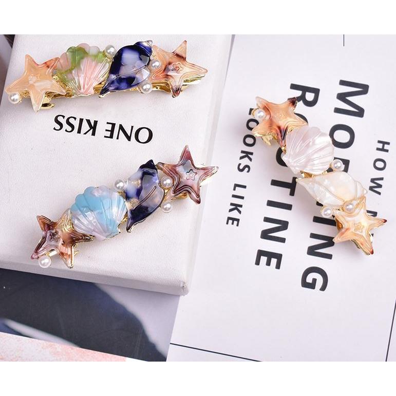 バレッタ ヘアクリップ 星と貝 パール かわいい : トライストーン - 通販 - Yahoo!ショッピング