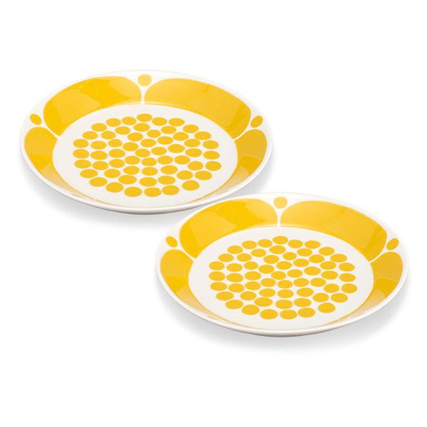 ARABIA アラビア Arabia プレート 21cm 2点セット ペア スンヌンタイ 皿 食器 磁器 1028200 Sunnuntai Plate Yellow/White ...