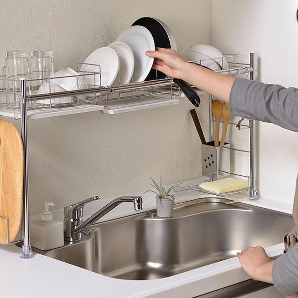 bws SELECTION 【特典付き 非売品】 水切りラック シンク渡しタイプ ビーワースセレクション bwsSELECTION 水切りかご 伸縮 吸水 シンク上 スリム 速乾 珪藻土 ...