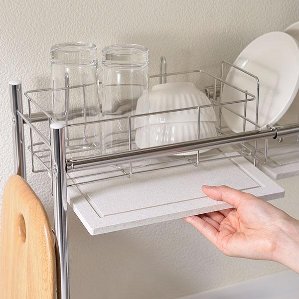 bws SELECTION 【特典付き 非売品】 水切りラック シンク渡しタイプ ビーワースセレクション bwsSELECTION 水切りかご 伸縮 吸水 シンク上 スリム 速乾 珪藻土 ...