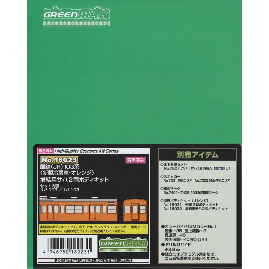 グリーンマックス 18023 国鉄(JR)103系 増結用サハ2両ボディキット : グリーンマックス・ザ・ストアWEB - 通販 ...