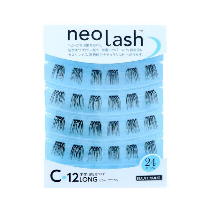 ビューティーネイラー neo lash ネオラッシュ Cタイプ 毛量ボリューミー ブラウン 24pcs 12mm ロング 部分用つけまつげ用 ...