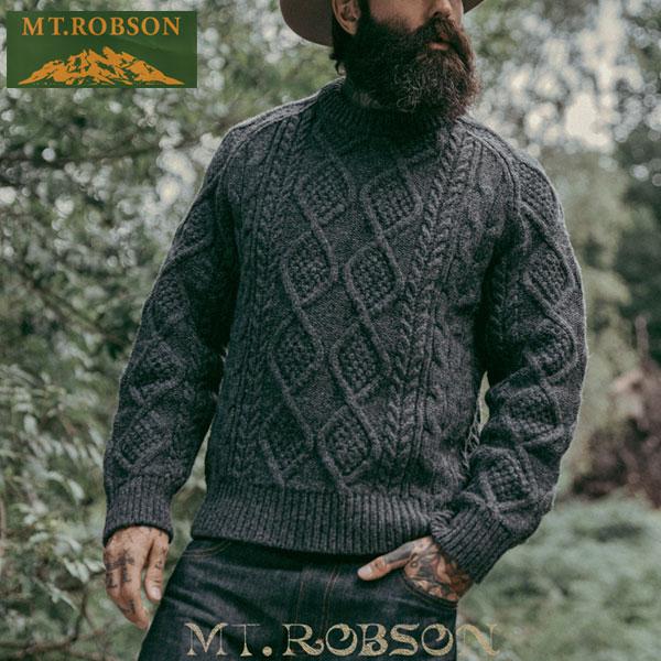 MT. ROBSON マウントロブソン ARAN WOOL SWEATER アラン ウールセーター ニット 丸首 CREW NECK GREY ...