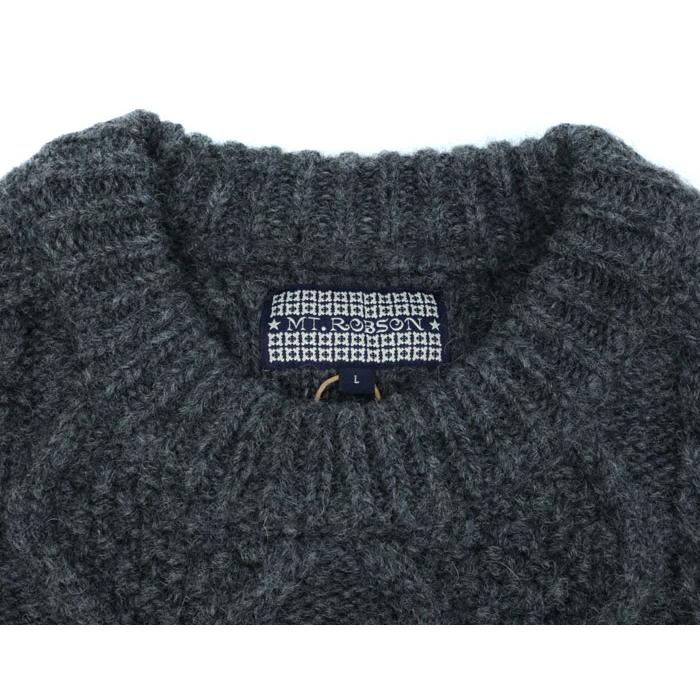 MT. ROBSON マウントロブソン ARAN WOOL SWEATER アラン ウールセーター ニット 丸首 CREW NECK GREY ...