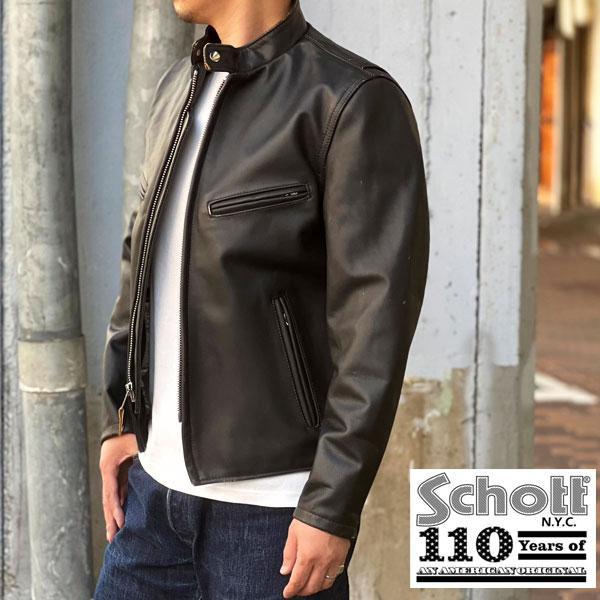 Schott N.Y.C ショット 659US カフェレーサージャケット 茶芯(牛革) シングルライダース schott 革ジャン CAFE RACER JACKET USA製 782 ...